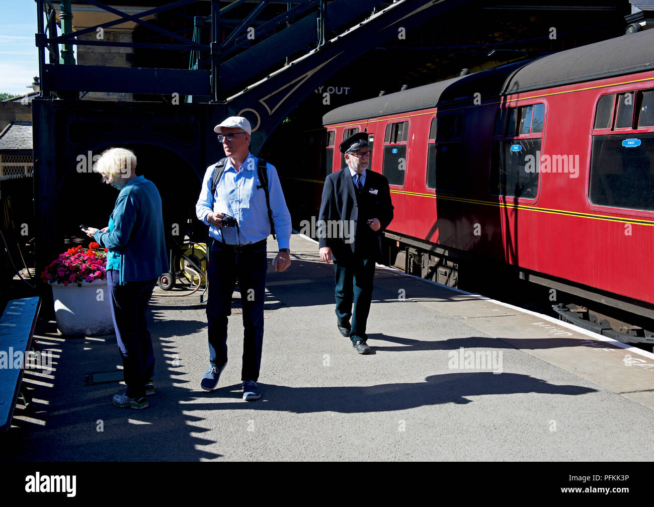 Train at Pickering station, on the North York Moors Railway, North ...