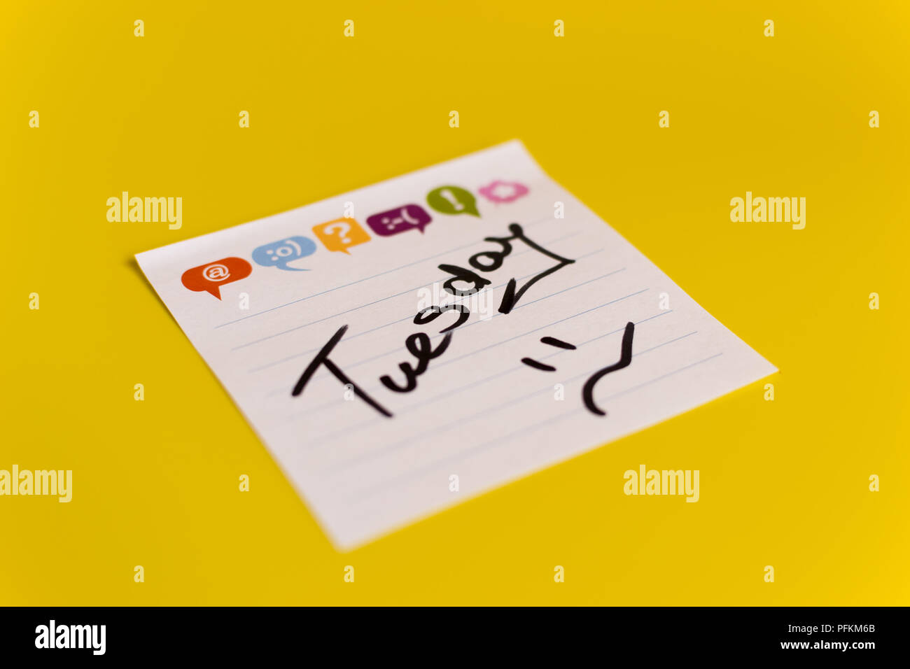 Word tuesday written in white hi-res stock photography and images - Alamy