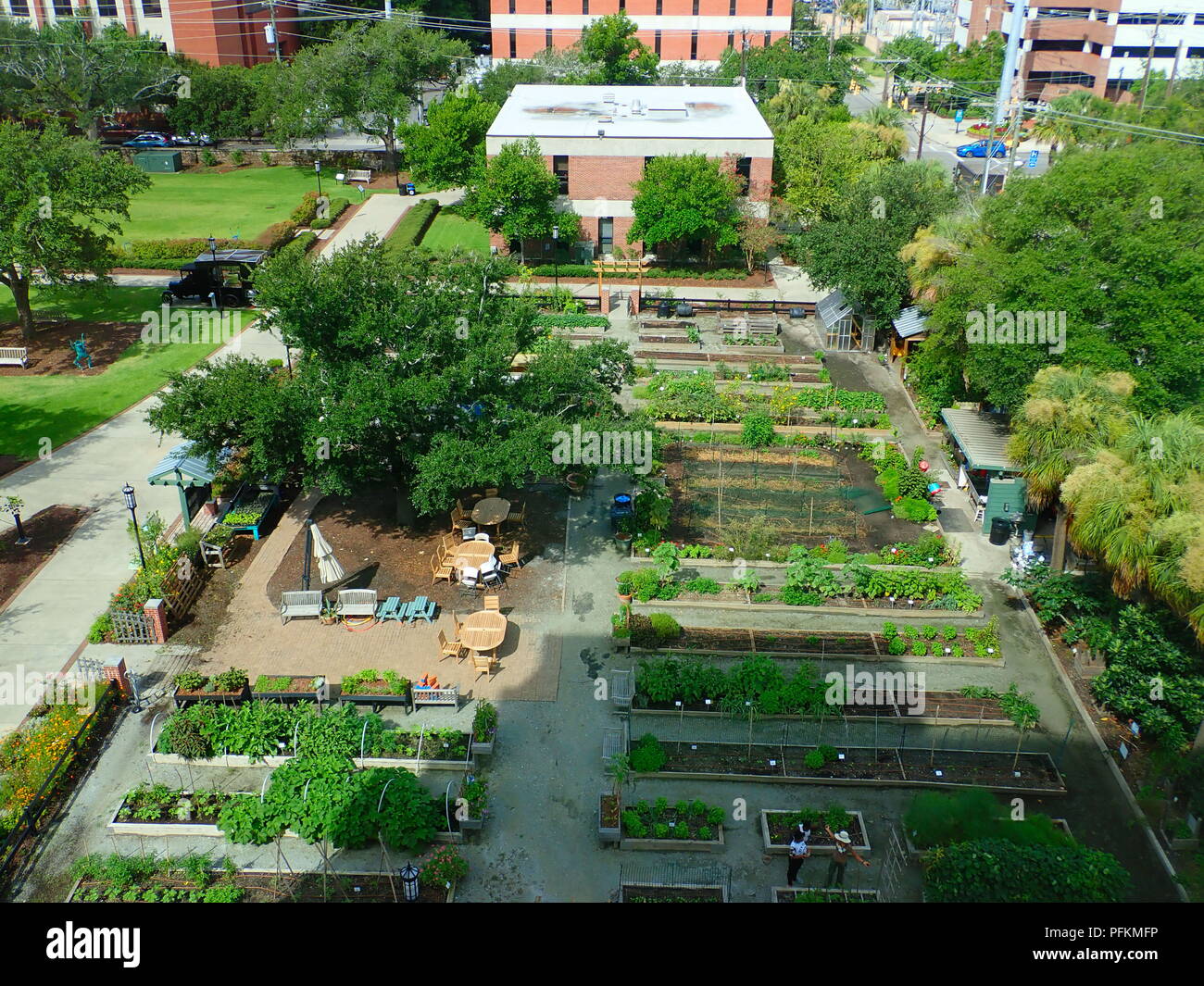 Aerial View of Urban Garden, Showing Context of Garden Stock Photo - Alamy