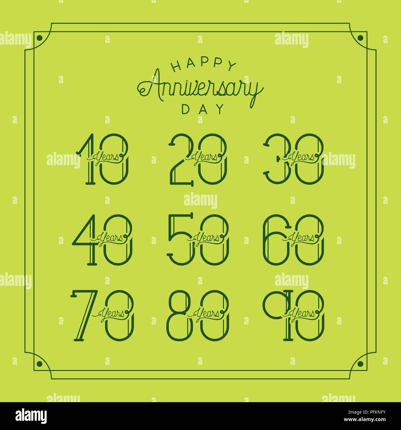 happy Anniversary card with decades Stock Vector Image & Art - Alamy