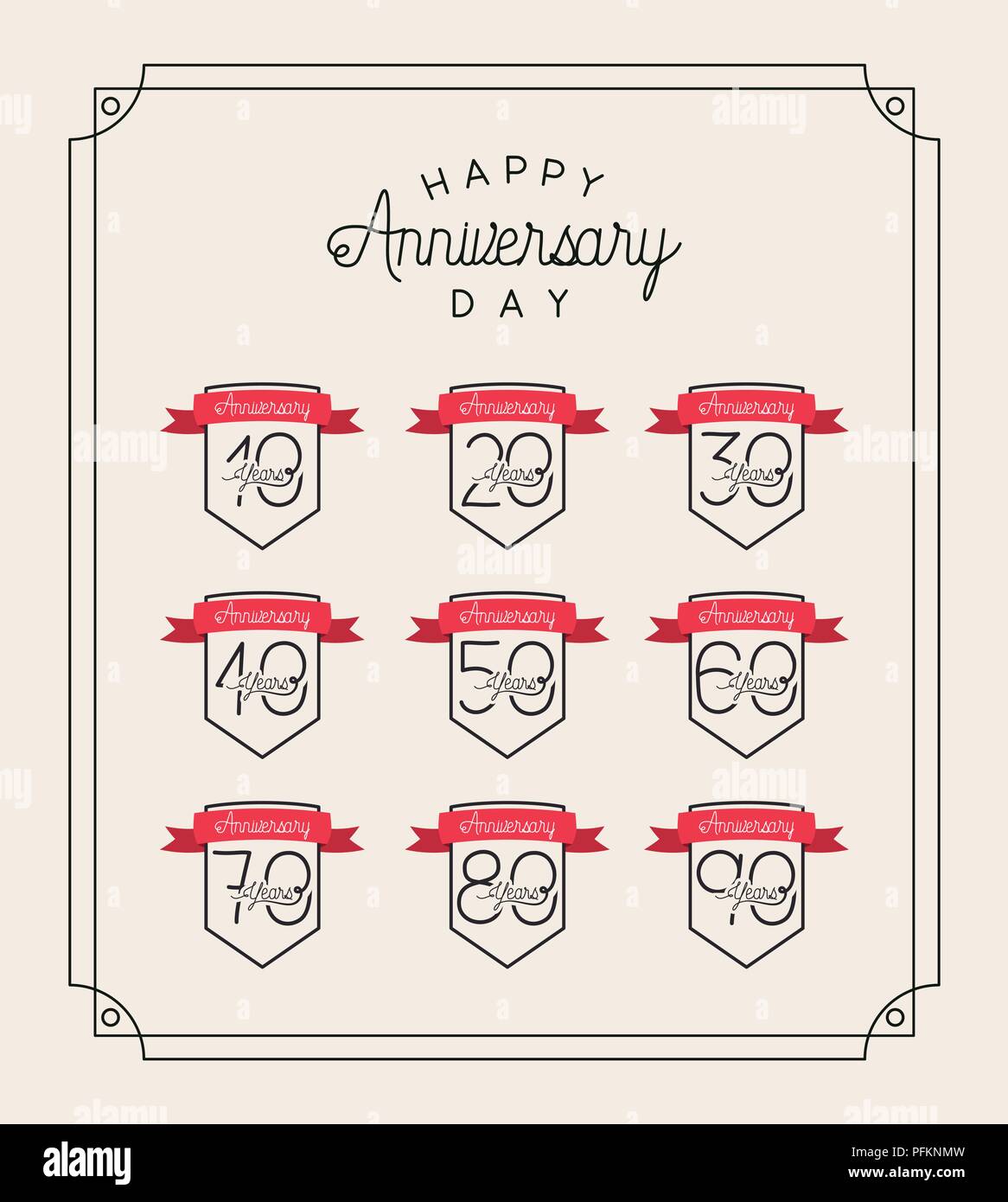 happy Anniversary card with decades Stock Vector Image & Art - Alamy
