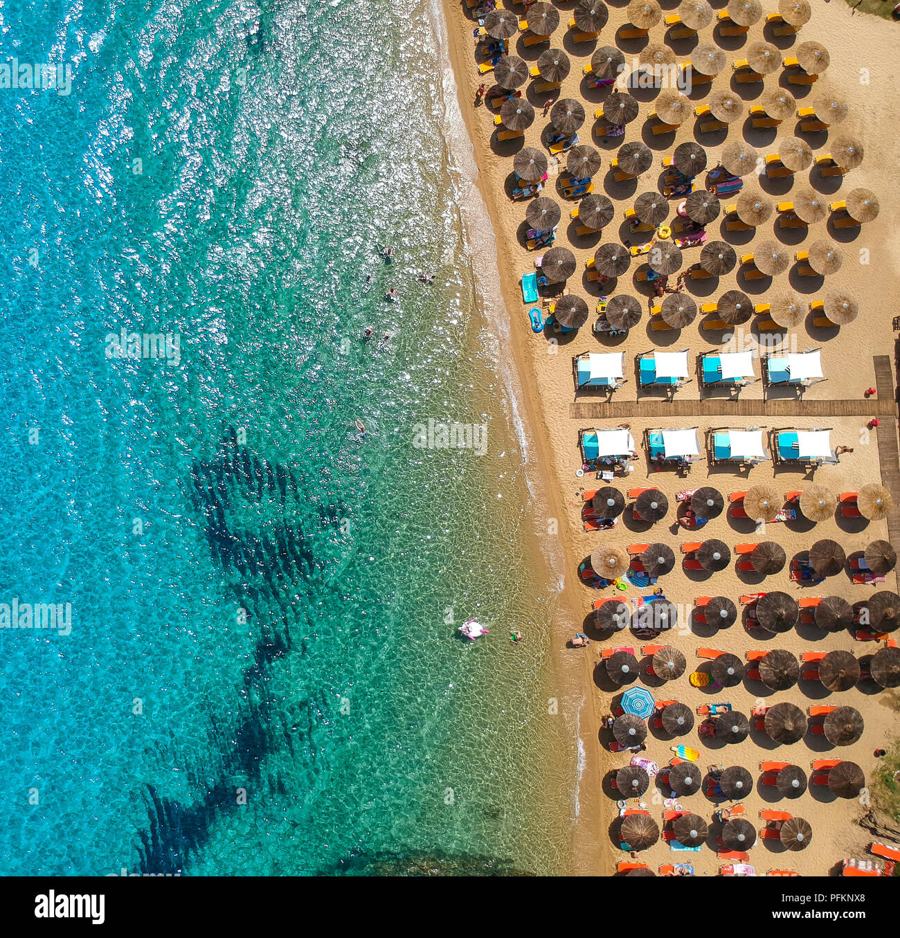 Aerial view at beach at Nea Roda at Chalkidiki, Greece Stock Photo - Alamy