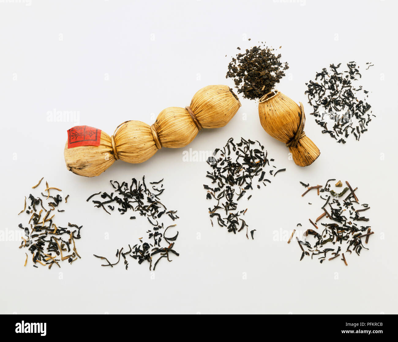 Chinese black teas, including bamboo tea packed in bamboo leaves ...