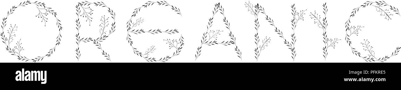 word organic with leafs decoration Stock Vector Image & Art - Alamy