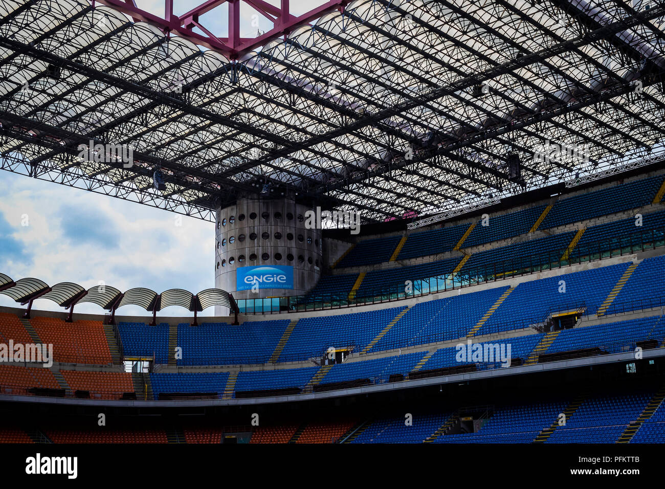 7 JUNE 2018, MILAN, ITALY: Elements of the interior stadium football ...