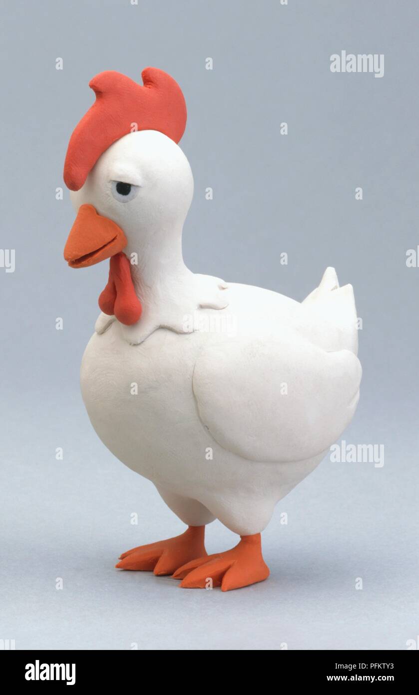 White chicken made out of modelling clay, side view Stock Photo - Alamy