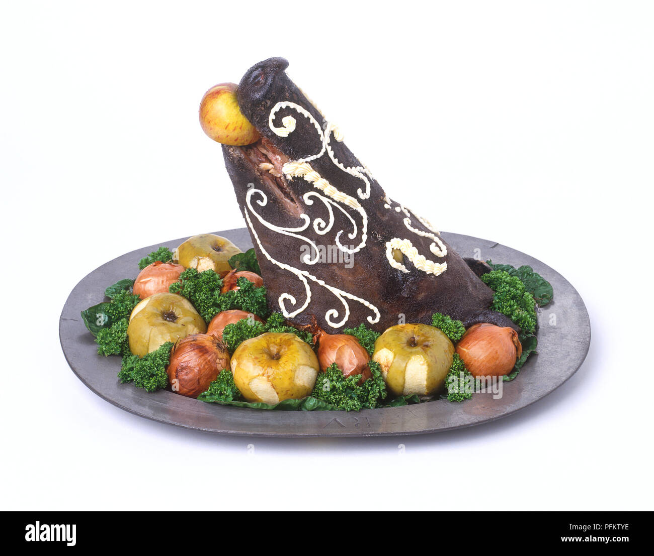 Pig apple plate Cut Out Stock Images & Pictures - Alamy