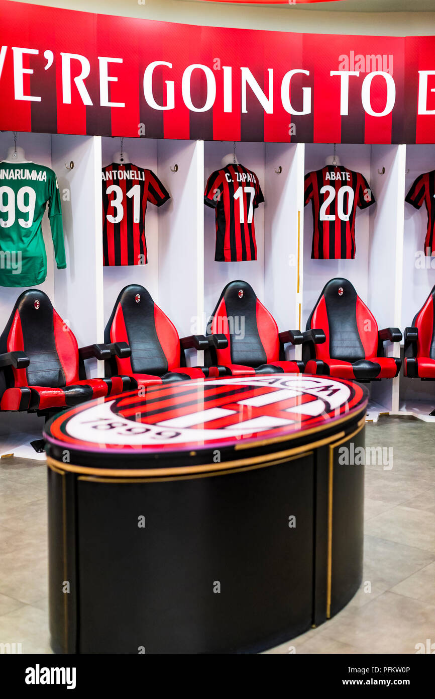 7 JUNE 2018, MILAN, ITALY: Elements of the interior stadium football ...