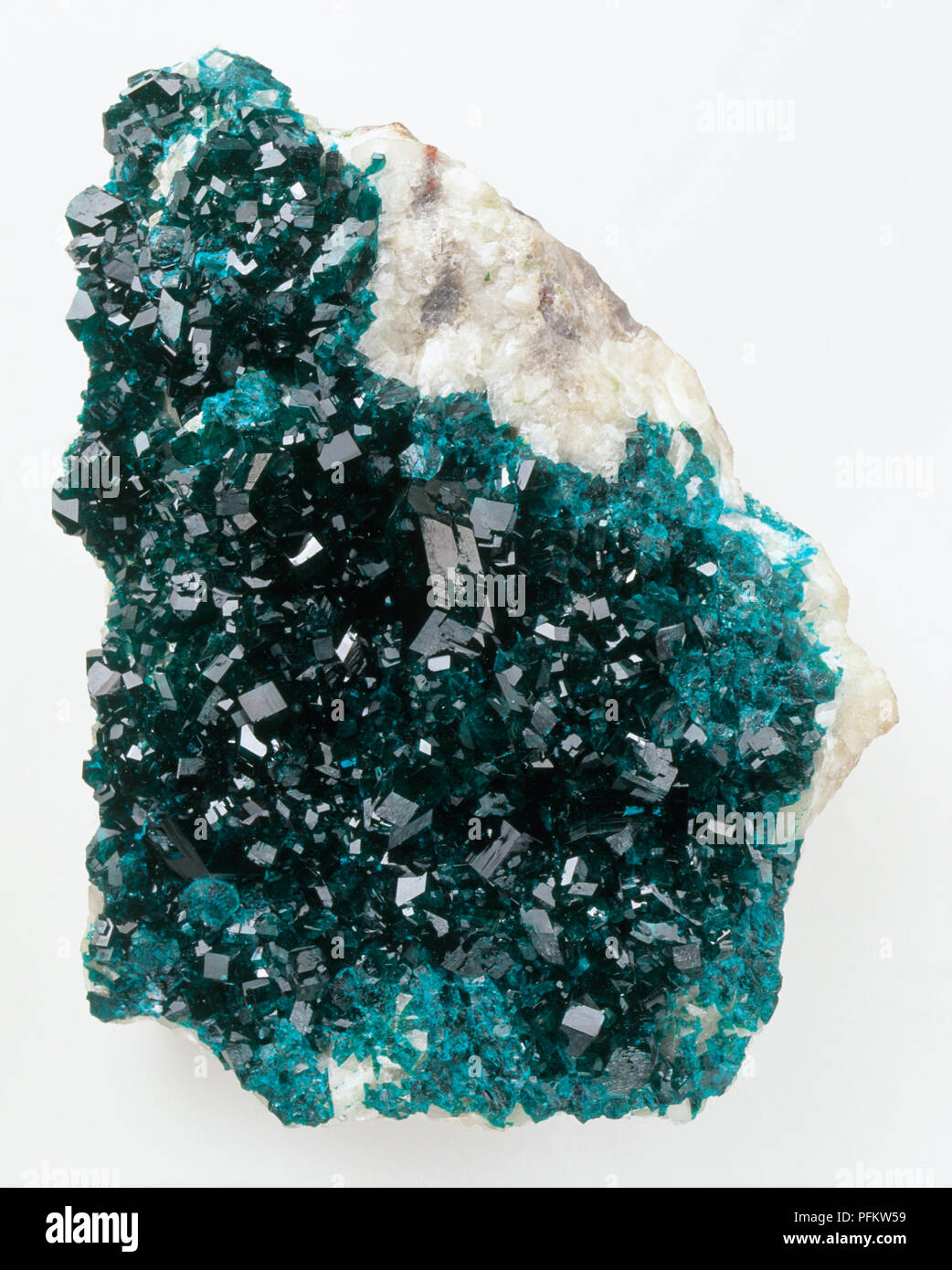 Blue-green dioptase crystals in groundmass, close-up Stock Photo - Alamy