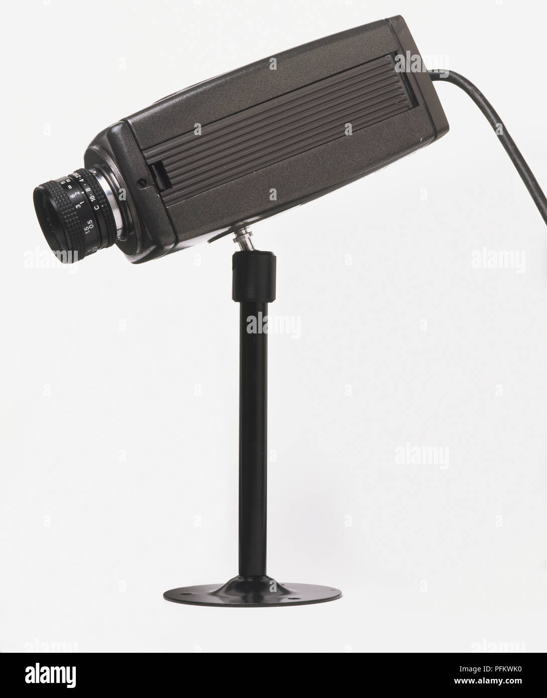 Surveillance camera on stand, pointing down Stock Photo - Alamy