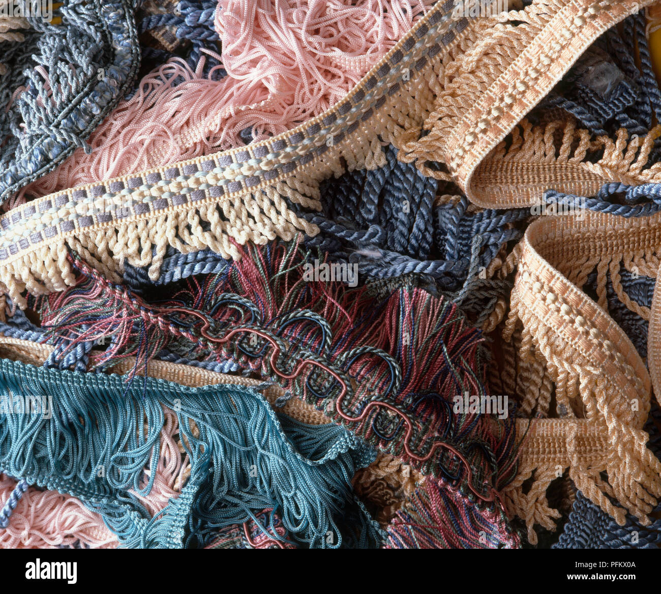 Various types of coloured trimmings, close-up Stock Photo - Alamy