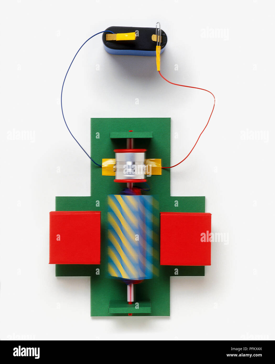 Home-made motor-generator connected to battery Stock Photo - Alamy