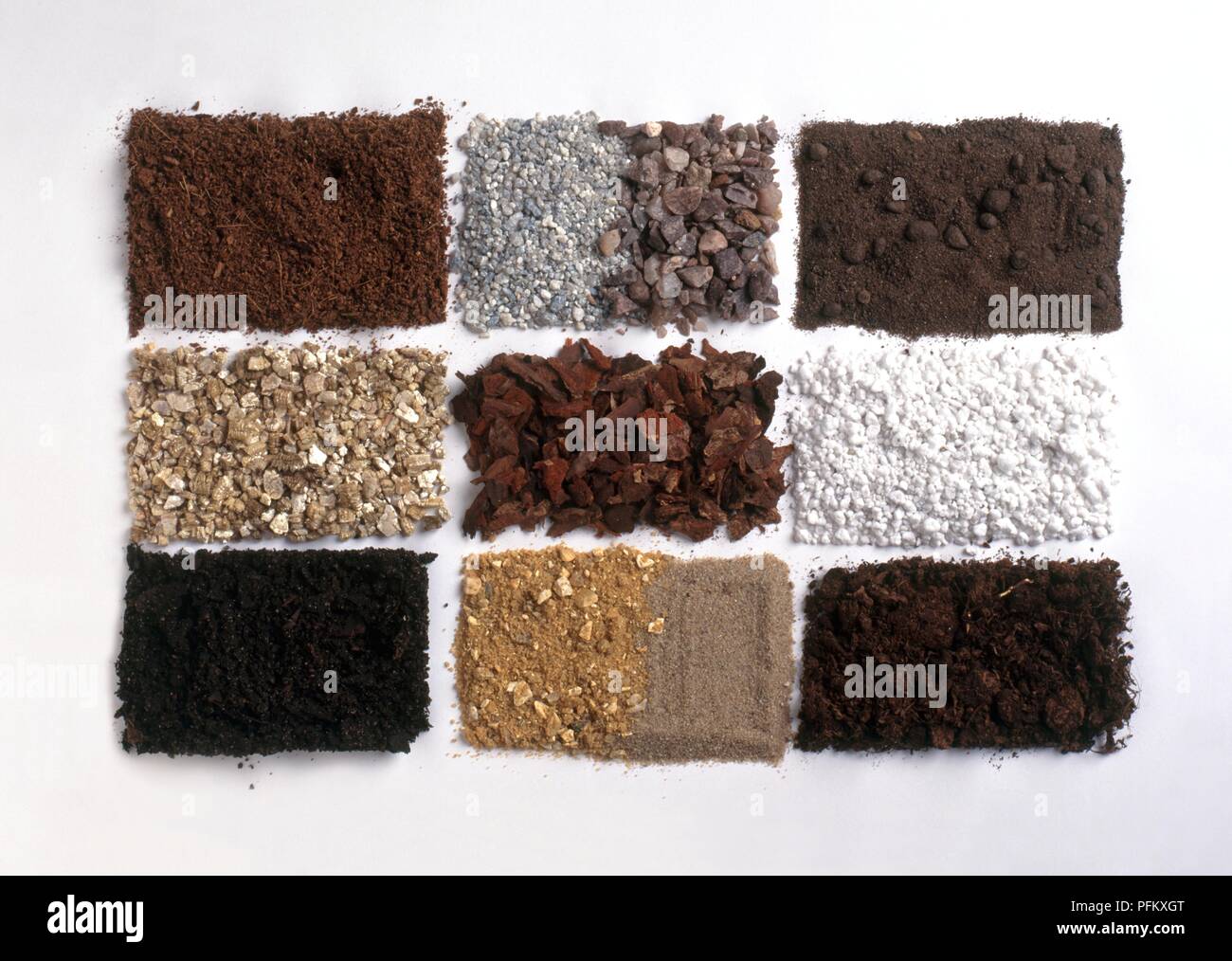 Various types of compost arrange in square heaps Stock Photo - Alamy