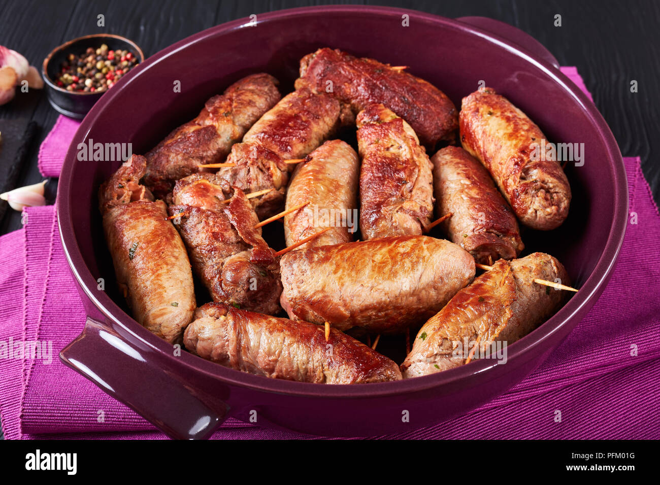 fried italian Braciole - beef steak rolls stuffed with sliced ...