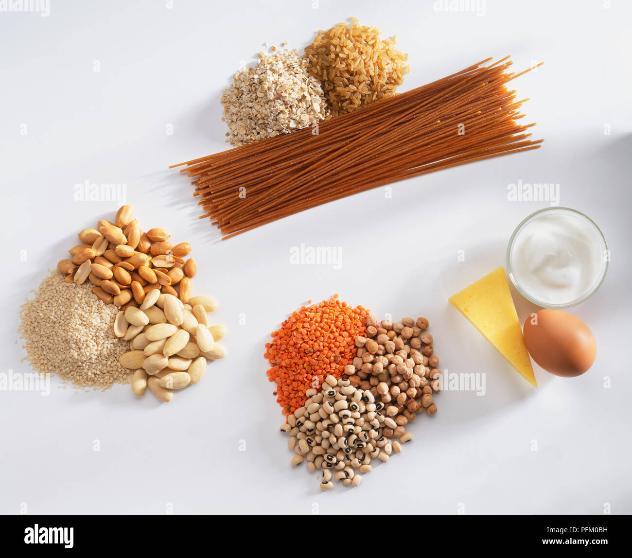 Pasta, rice, dairy products, pulses Stock Photo - Alamy