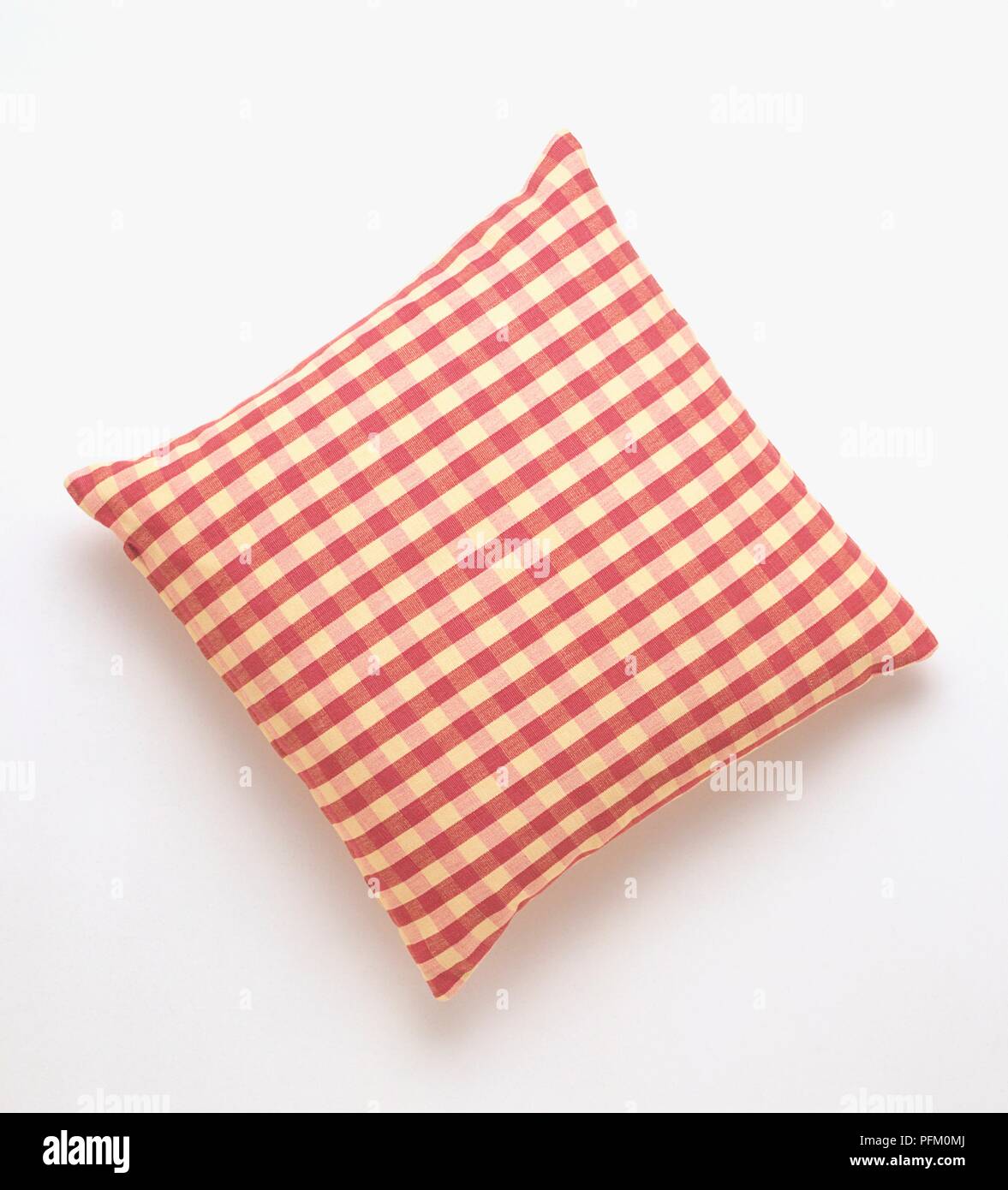 Red and white check cushion Stock Photo - Alamy