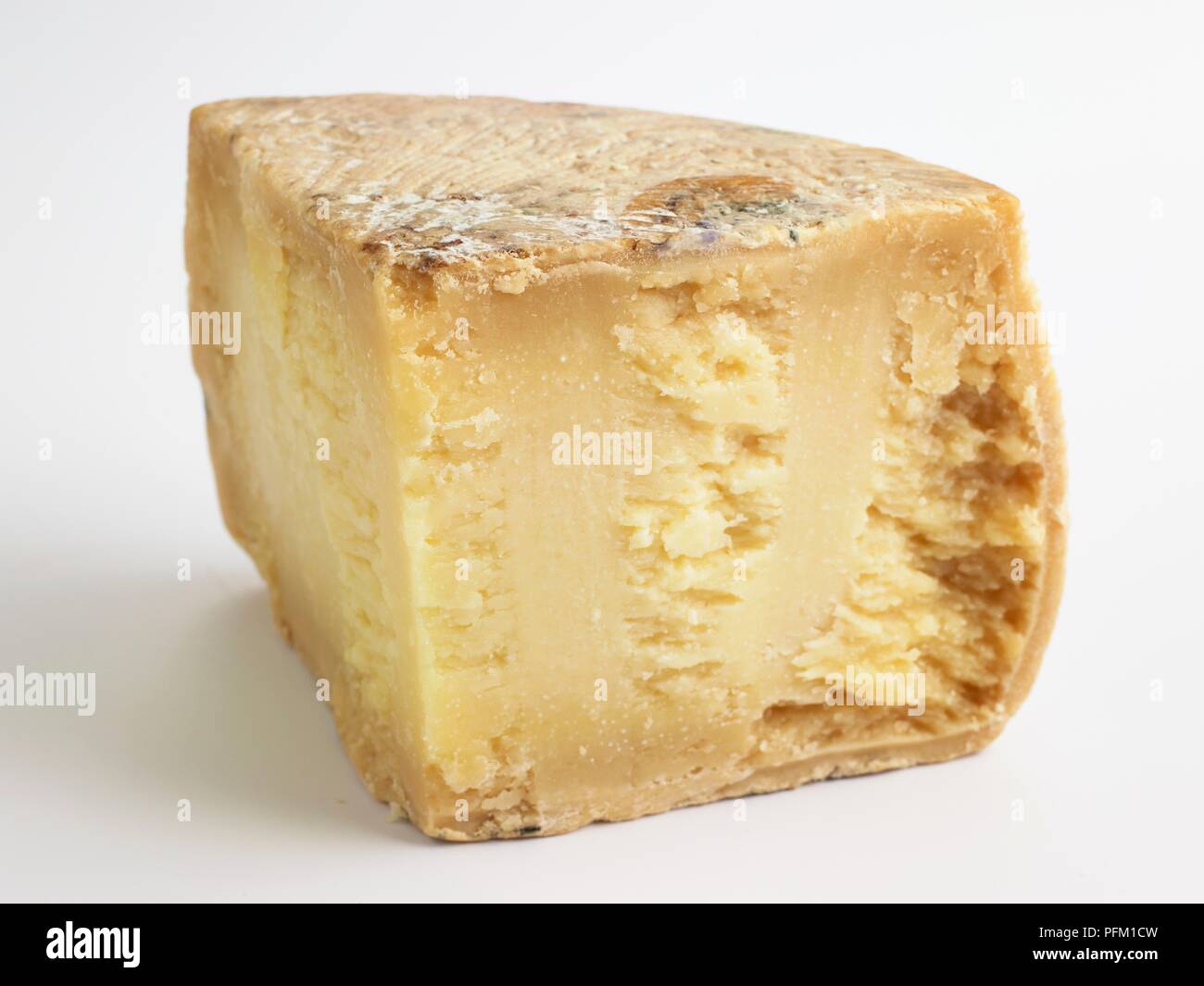 Slice of Italian Pecorino Siciliano PDO sheep's milk cheese Stock Photo ...