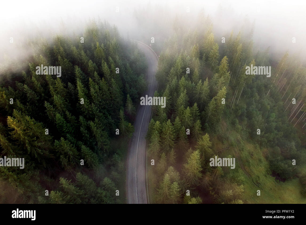 Aerial view of the mountain road Stock Photo - Alamy