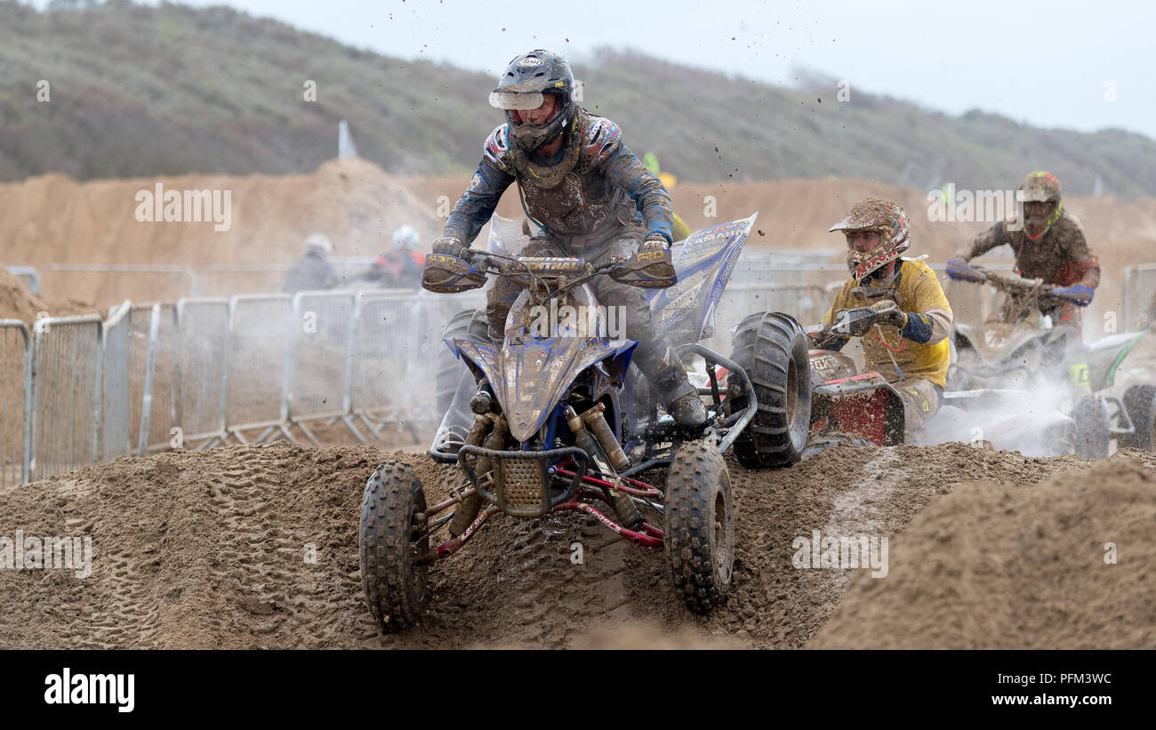 Quad Bike Participant In The Weston Beach Race 2017, Weston-Super-Mare ...