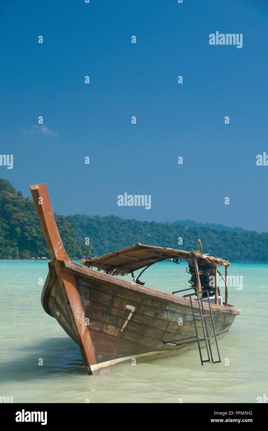 Thailand, Surin Islands Marine National Park, Ko Surin Tai, Moken boat ...