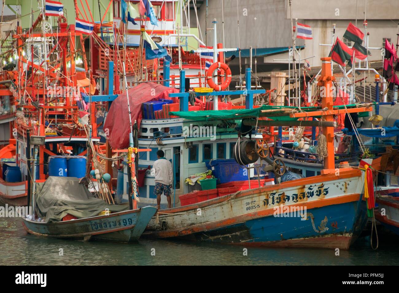 Thailand, Rayong, fishing boats on the Rayong River Stock Photo - Alamy