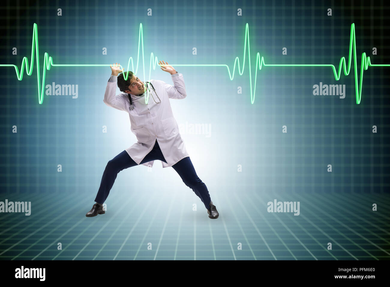 Doctor cardiologist supporting cardiogram heart line Stock Photo - Alamy