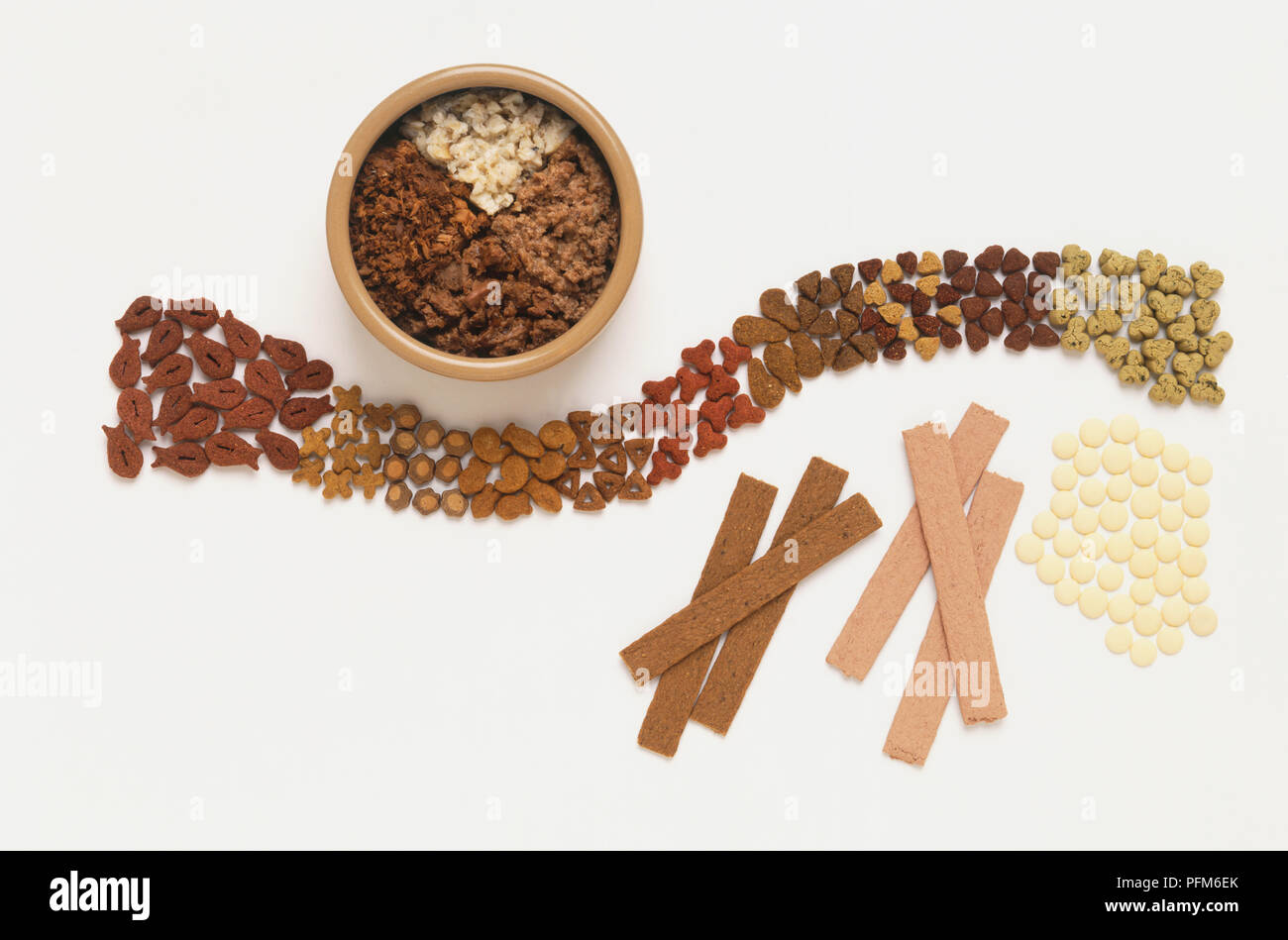 A wavy line that stretches across the page made from different types of ...