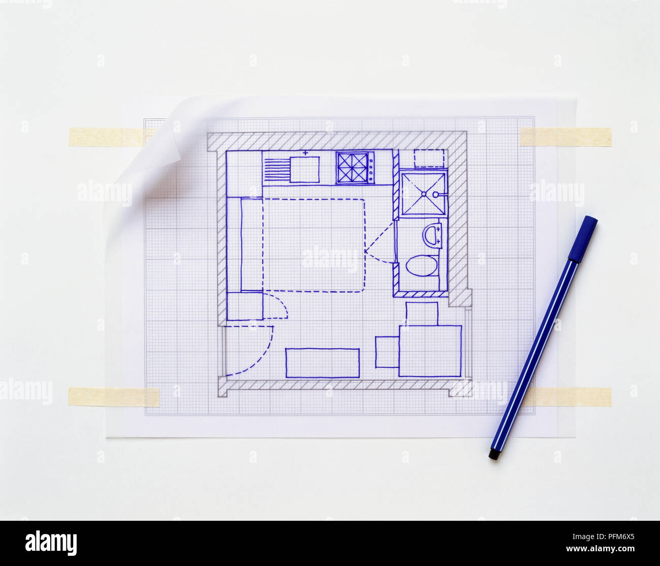 Floor plan drawing colour hi-res stock photography and images - Alamy