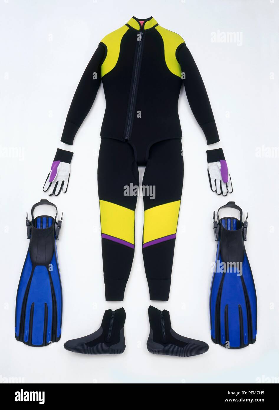 Scuba suit, boots and flippers Stock Photo - Alamy
