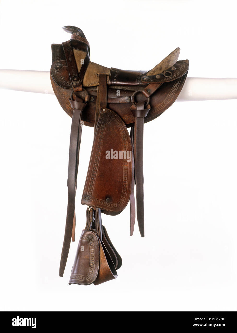 Old leather saddle with hi-res stock photography and images - Alamy
