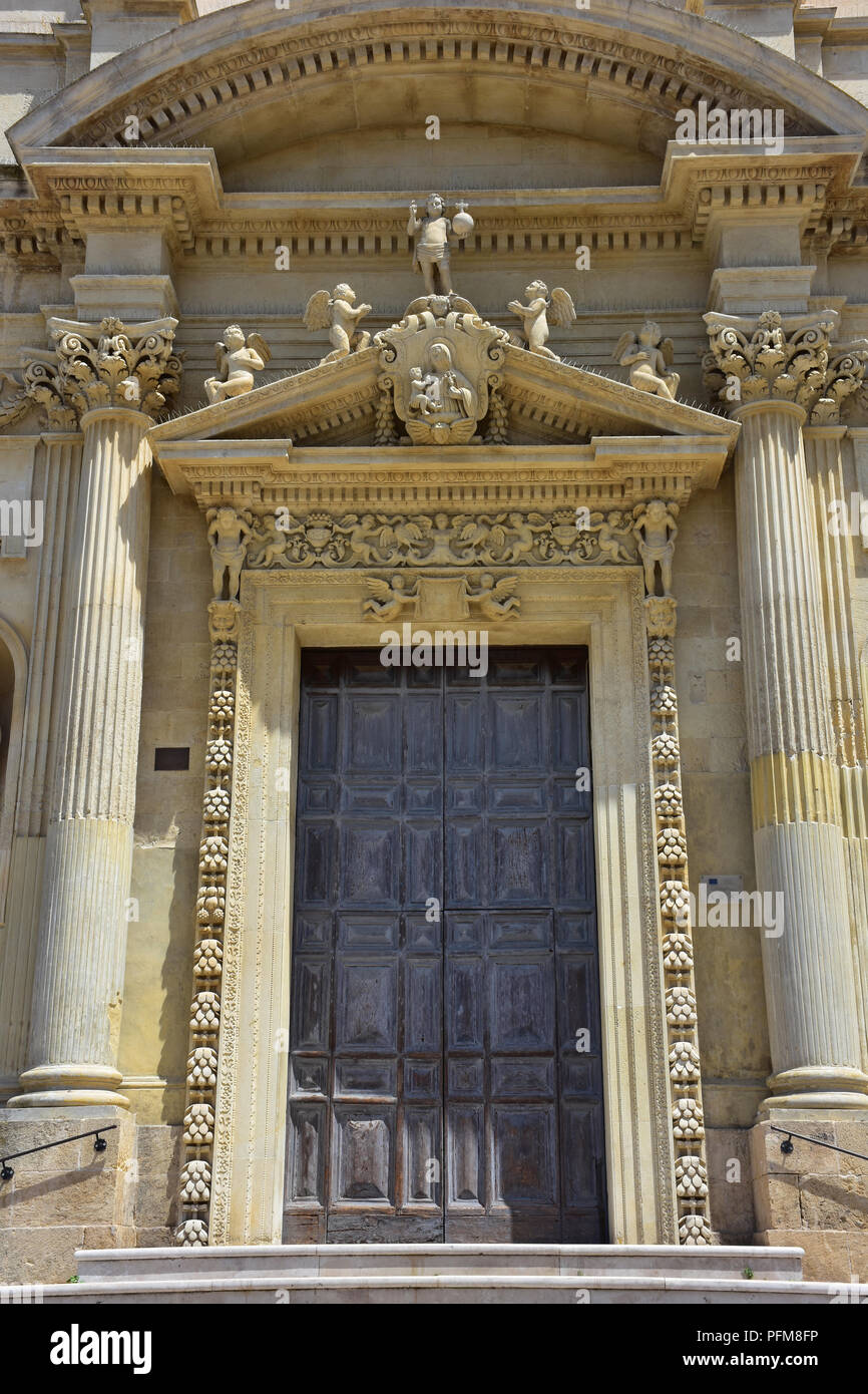 Italy, Lecce, view and details of ancient baroque church Stock Photo ...