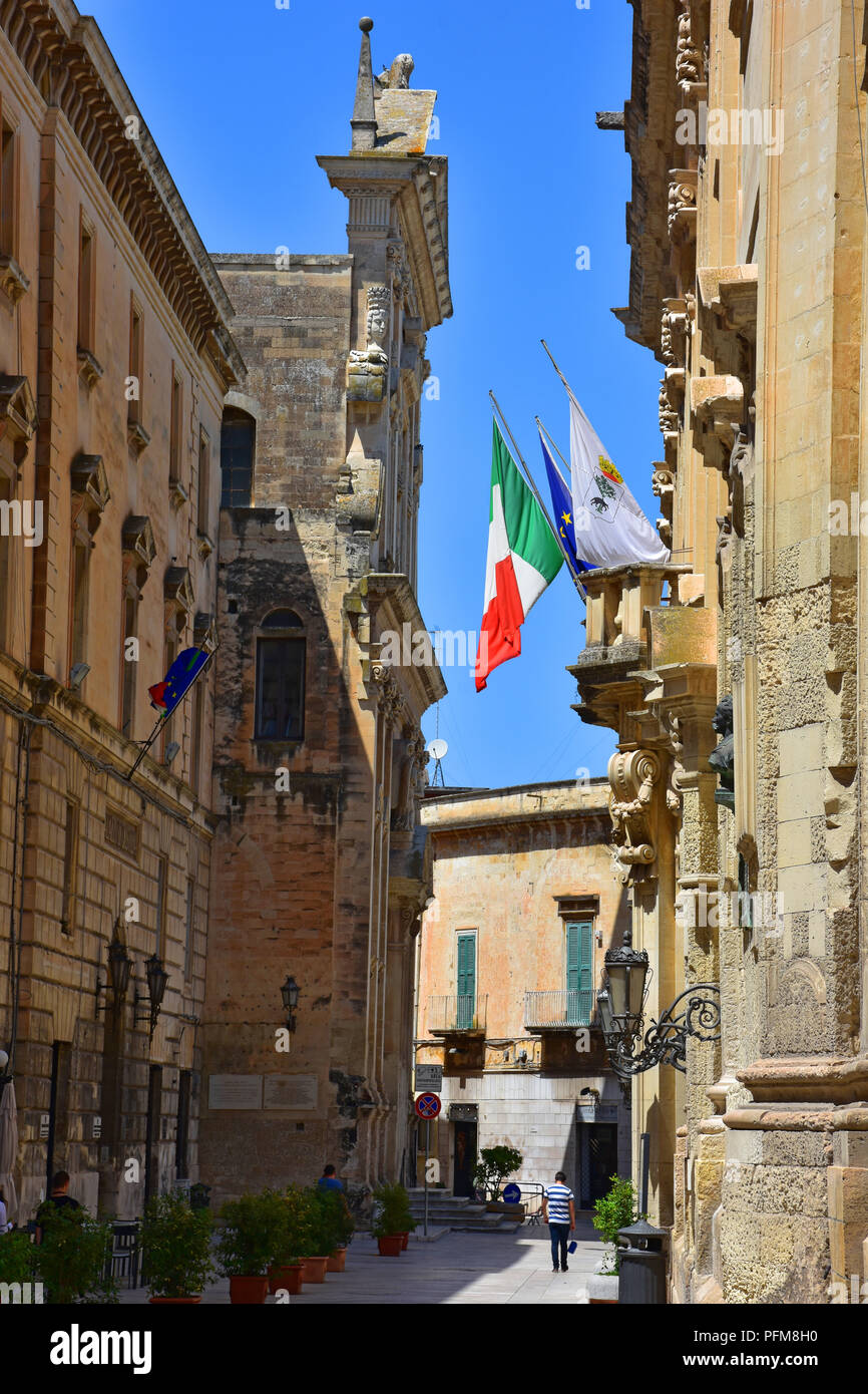 Italy, Lecce, ancient buildings and streets of the old town, views and ...