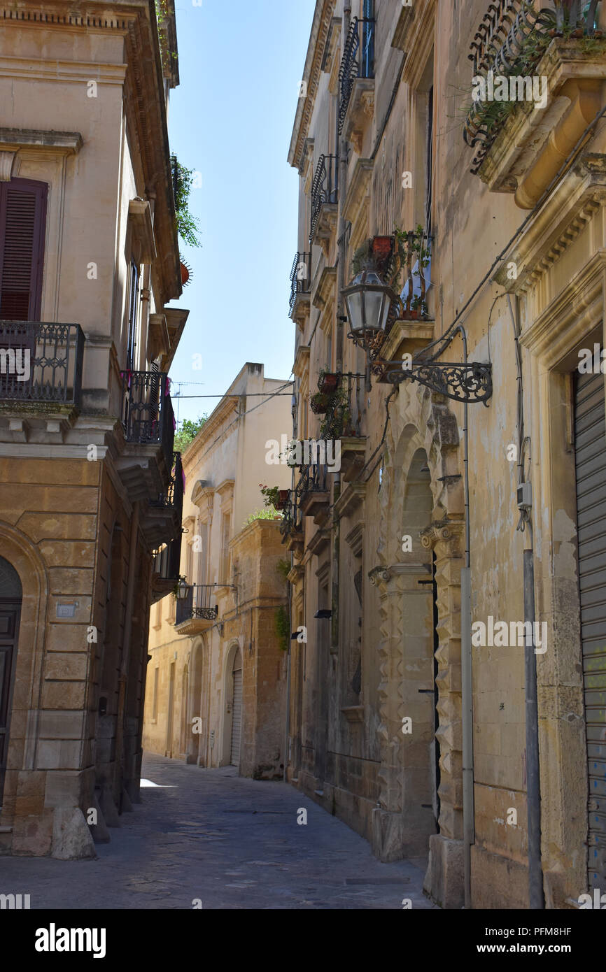 Italy, Lecce, ancient buildings and streets of the old town, views and ...