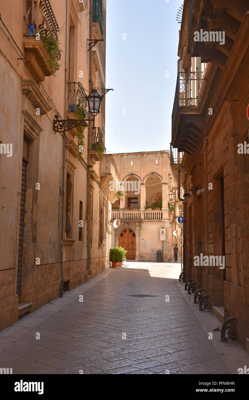 Italy, Lecce, ancient buildings and streets of the old town, views and ...