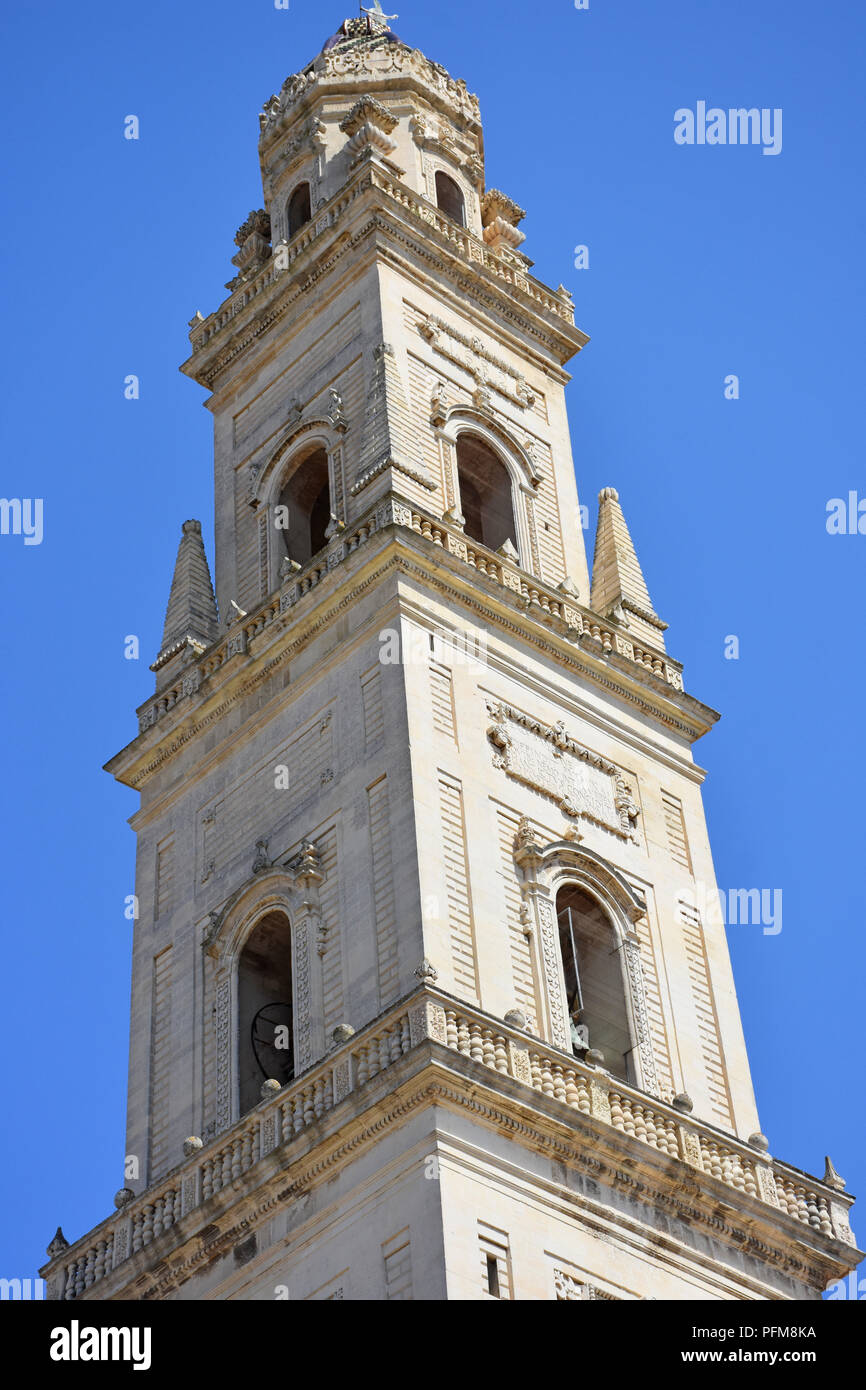 Italy, Lecce, Duomo square, in Baroque style, bell tower, view and ...