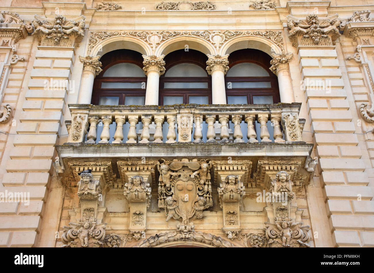 Italy, Lecce, Duomo square, in Baroque style, bell tower, view and ...