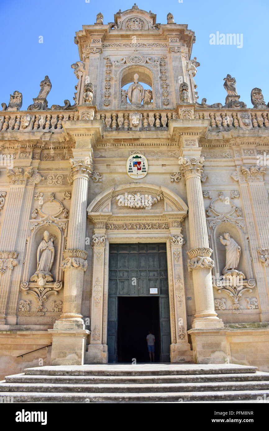 Italy, Lecce, Duomo square, in Baroque style, bell tower, view and ...