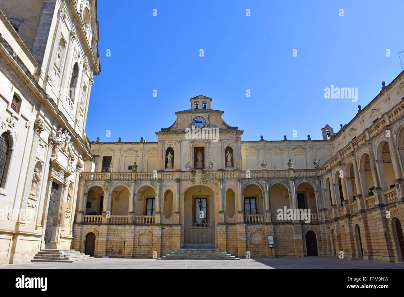Italy, Lecce, Duomo square, in Baroque style, bell tower, view and ...