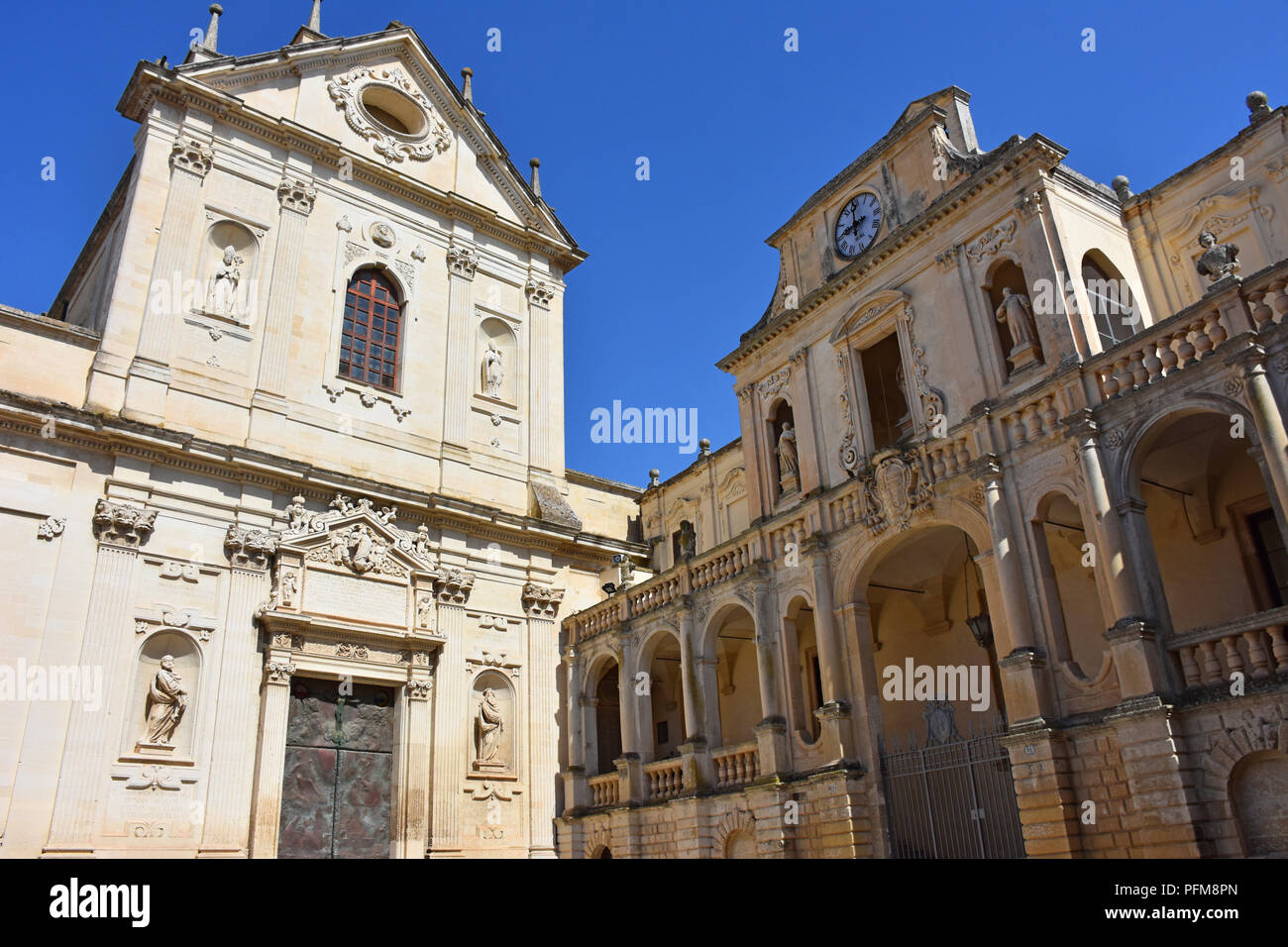 Italy, Lecce, Duomo square, in Baroque style, bell tower, view and ...