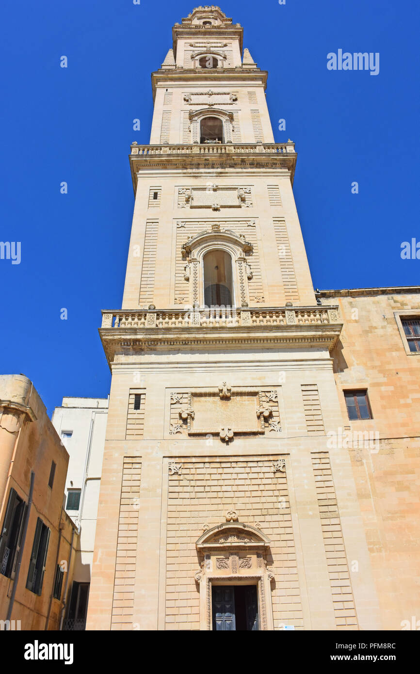 Italy, Lecce, Duomo square, in Baroque style, bell tower, view and ...
