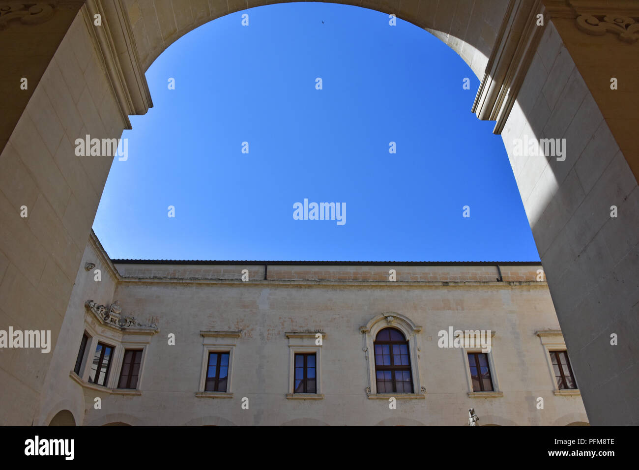 Italy, Lecce, Duomo square, cloister of the Catholic seminary. View and ...
