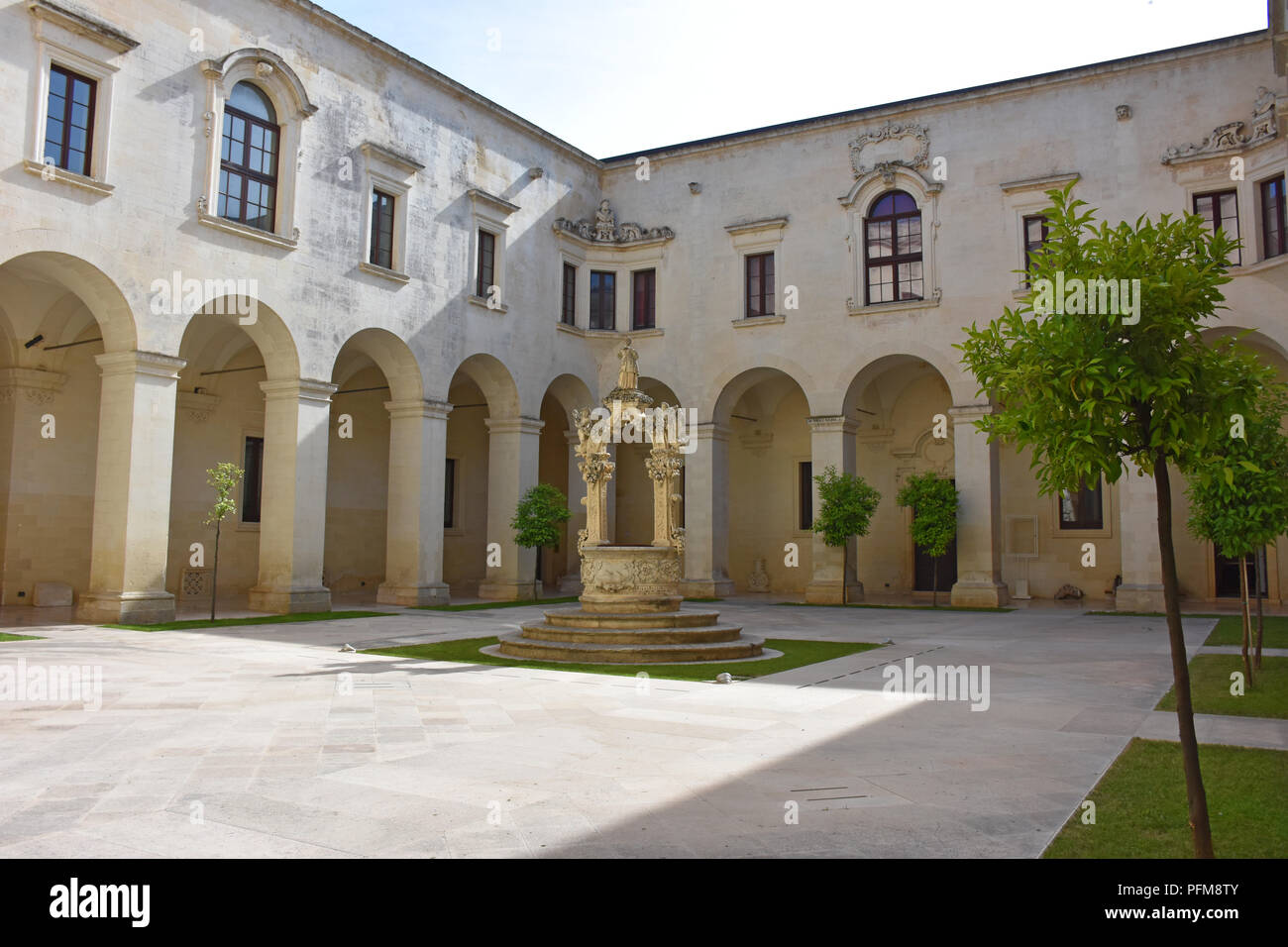 Italy, Lecce, Duomo square, cloister of the Catholic seminary. View and ...
