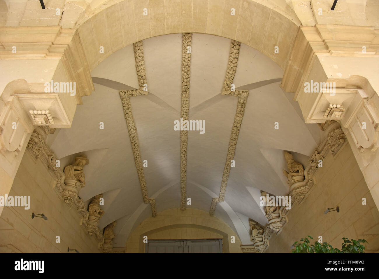 Italy, Lecce, Duomo square, cloister of the Catholic seminary. View and ...