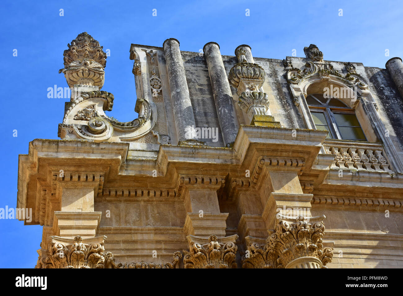 Italy, Lecce, view and details of ancient baroque church Stock Photo ...