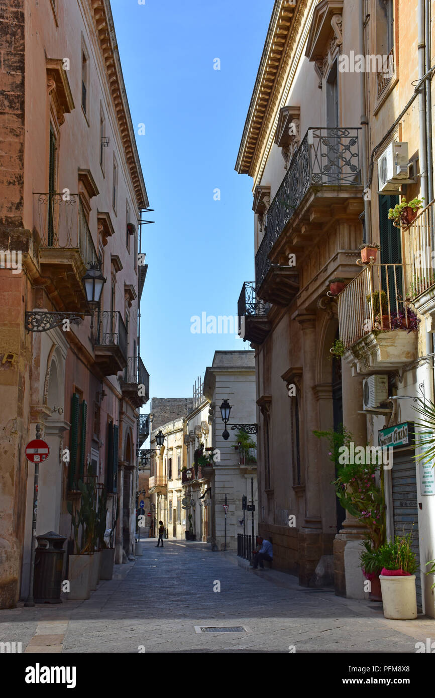 Italy, Lecce, ancient buildings and streets of the old town, views and ...