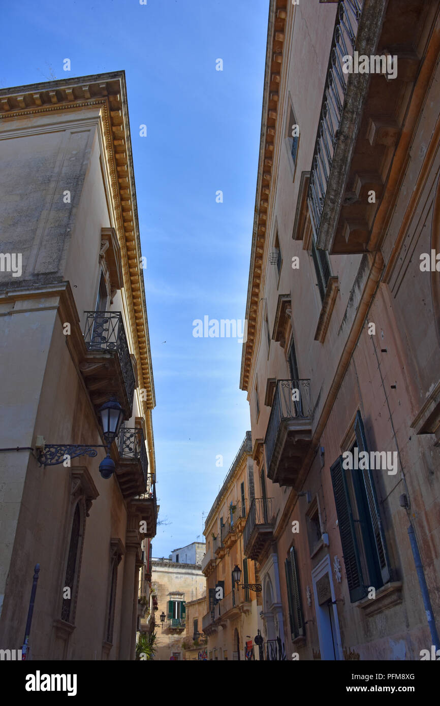 Italy, Lecce, ancient buildings and streets of the old town, views and ...