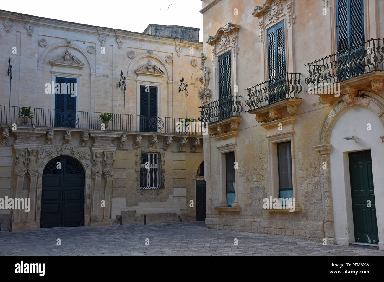 Italy, Lecce, ancient buildings and streets of the old town, views and ...