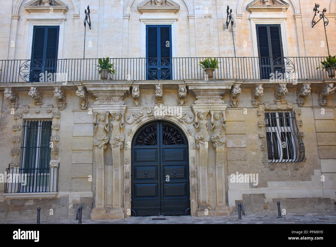 Italy, Lecce, ancient buildings and streets of the old town, views and ...