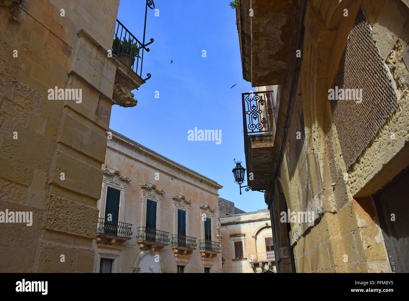 Italy, Lecce, ancient buildings and streets of the old town, views and ...