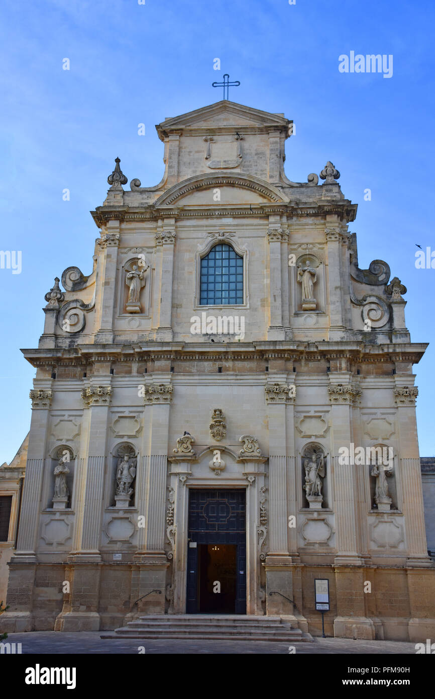 Italy, Lecce, view and details of ancient baroque church Stock Photo ...